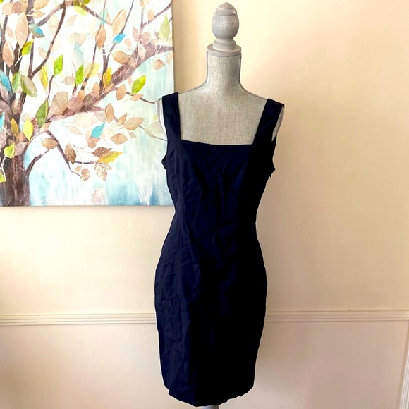 Tahari | Dresses | Tahari Navy Blue Sleeveless Lined Left Side Zipper ...